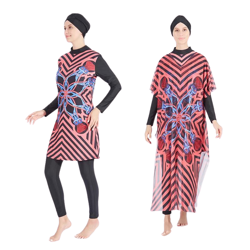 Red Sunflower Modest Burkini Set | Chic and Modest Swimwear – AFFERMIE